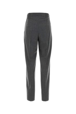 Max Mara Womens Dark Grey Stretch Cashmere Zamia Pant Grigio Medio Exterior: Elastane Pantaloni Trousers