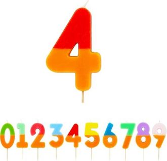 Talking Tables Orange und Rot Kerze Zahl 4 f&uuml;r Kuchen | Bunte Geburtstagstortenaufsatz Dekorationen f&uuml;r Kinderparty, Jungen 4., 14., M&auml;dchen, Jahrestag, Meilenstein