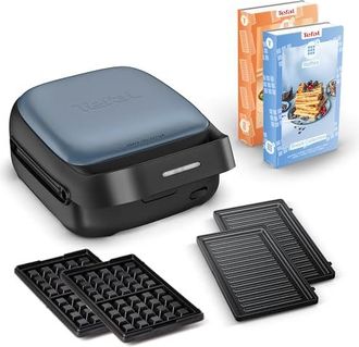 T-fal Snack Collection Sandwich- und Waffeleisen, 700 W, 2 mitgelieferte abnehmbare Plattensets, Antihaftbeschichtung, platzsparend, inkl. Rezeptbücher, Sch