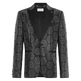 Philipp Plein Homme, Vestes, Noir, Taille: M Lord Fit Blazer Bling Monogram