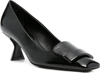 Sergio Rossi Patent Leather Square-Toe Pump - Black