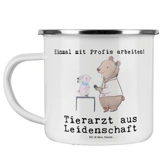 Mr. & Mrs. Panda Camping Emaille Tasse Tierarzt Leidenschaft - Geschenk, Danke, Blechtassen, Kaffee Blechtasse, Abschied, Emaille Becher Camping