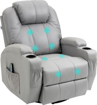 HOMCOM Homcom - Relaxsessel mit Massagefunktion, Elektrisch Fernsehsessel mit Liegefunktion, Wippfunktion, Drehbar Massagesessel mit Federsystem