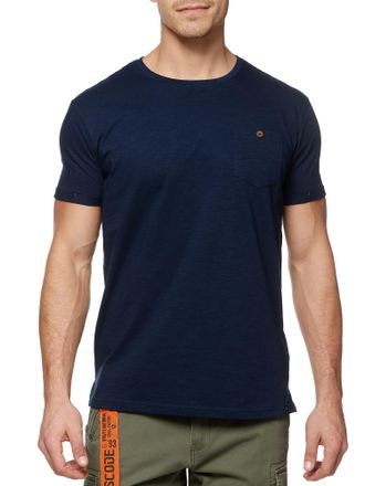 Indicode Herren INJon T-Shirt mit Brusttasche aus 100% Baumwolle | Herrenshirt Sommershirt M&auml;nner Navy, XXL