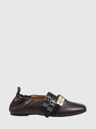 Ganni Ballerines Mary Jane en cuir recycl&eacute; avec double bride et logo Papillon
