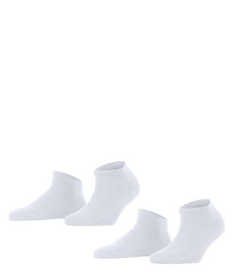 Falke Damen Sneakersocken Happy Double Pack W Sn Baumwolle kurz einfarbig 2 Paar, Wei&szlig; White 2000, 35-38