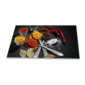 Decorwelt Herdabdeckplatte Abdeckung Ceranfeld Abdeckplatte Schneidebrett 1-Teilig 90x52 Gew&uuml;rze Mehrfarbig Spritzschutz Glasplatte Ceranfeldabdeckung Schutz He