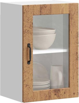 vidaXL Vidaxl - Armoire murale de cuisine avec porte en verre Porto vieux bois