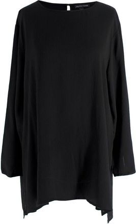 Eileen Fisher Black Textured Cupro Round Neck Top Size L