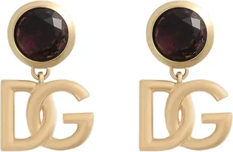 Dolce & Gabbana Femme, Accessoires, Jaune, Taille: ONE Size Logo Clip Earrings