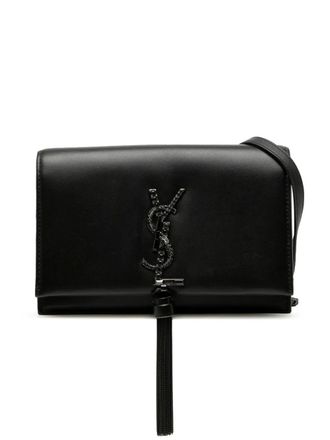 Saint Laurent sac &agrave; bandouli&egrave;re monogramm&eacute; Kate &agrave; d&eacute;tail de perles (2013-2025) - Noir
