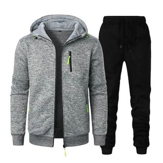 Generic Surv&ecirc;tement De Sport Pour Hommes, Sweat Hoodies &Agrave; Manches Longues Zipp&eacute; Et Pantalon De Jogging 2 Pi&egrave;ces, Baggy Et Confortable, Tenue De Travail &Eacute;l&eacute;gan