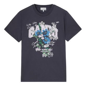 Ganni Teddy Mushrooms T-shirt - - Tops - Damen - Grau - M