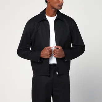 Gucci Schwarze Baumwoll-Twilljacke mit Web-Detail