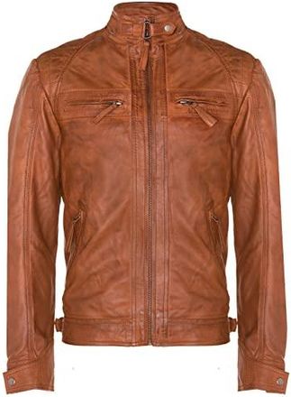 Infinity Leather Veste Rétro en Cuir Bronzer Pour Hommes Classique Courses Veste Matelassée Motard Moto Fashion XL