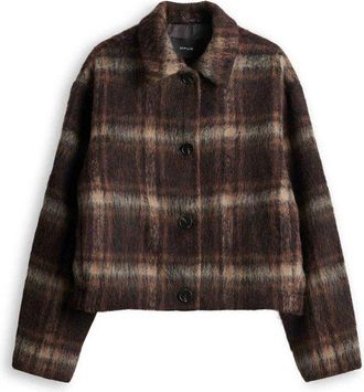 OPUS Kurzjacke Hakaro heritage aus flie&szlig;ender Webware Boxy-Silhouette mit &uuml;berschnittener Schulter und Seitentaschen