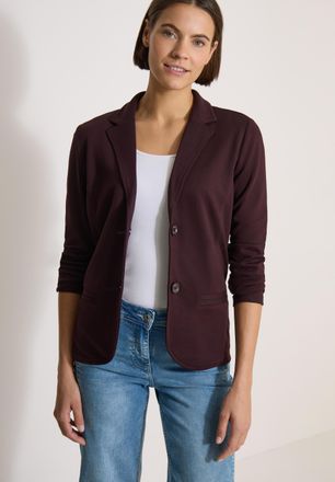 Cecil Kurzblazer CECIL, Damen, Gr. XXL (46), berry rot, Stoff, 74% Viskose, 24% Polyester, 2% Elasthan, unifarben, regular fit normal, V-Ausschnitt, normale