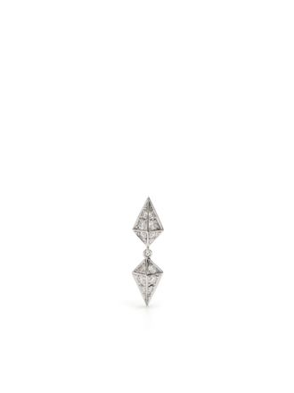 Statement boucle doreille unique orn&eacute;e de diamants - Argent