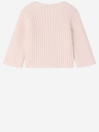 BONPOINT Girls Cardigan Cashmere Blend Pink Cotton Sweater