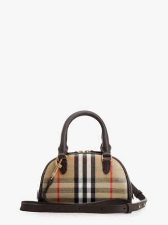 Burberry Womens Crossbody Bag Highlands Mini Bowling Canvas Beige Cotton Shoulder