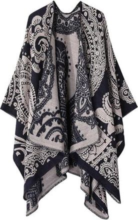 Generic Poncho Femme Hiver Chaud Chale Femme Hiver Chaud Cape Femme Effet enveloppant Cape D&eacute;contract&eacute;e Tricot &Eacute;pais Id&eacute;ale Pour Les Journ&eacute;es Froides