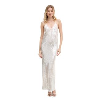 Forte_Forte Robe Longue &agrave; Sequins Liquides - Femme - Robes - Beige - Taille: 42 FR