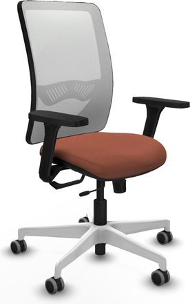 Piqueras y Crespo Schreibtischstuhl Zulema mit 3D-Armen, h&ouml;henverstellbare Lendenwirbelst&uuml;tze, ausgestattet mit Syncro/Traslack und Schneideschaum, Wei&szlig;/Braun