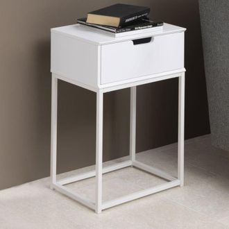 ACTONA Actona - Chevet 1 tiroir 40x30x61,5 cm en bois et métal blanc - xenor