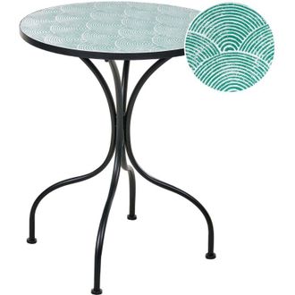 Beliani Table de Bistrot dExt&eacute;rieur en M&eacute;tal Style Vintage Plateau en Fer Noir Anapo