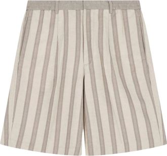 Emporio Armani Homme, Shorts, Beige, Taille: 2XL Short Vertical Ray&eacute; en Viscose et Lin