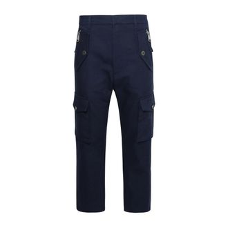 Balmain Blaue Baumwollhose mit mehreren Taschen - - Trousers - Herren - Blau - M