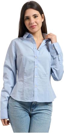 Guess Femme, Blouses et Chemises, Bleu, Taille: 40 FR Chemise Cropped Slim
