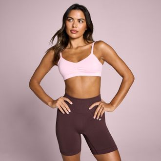MyProtein Brassi&egrave;re de sport fronc&eacute;e devant sans coutures Tempo MP femme - Rose p&acirc;le - M
