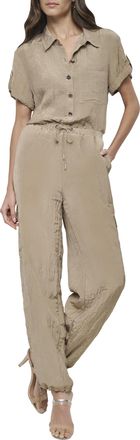 DKNY Womens TECH Crinkle Jogger Pants, Taupe, S