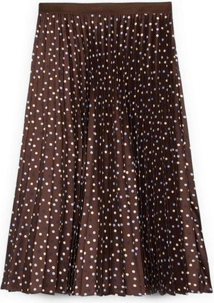Fiorella Rubino Femme, Jupes, Brun, Taille: 38 FR Longue Jupe &agrave; Pois en Satin Pliss&eacute;