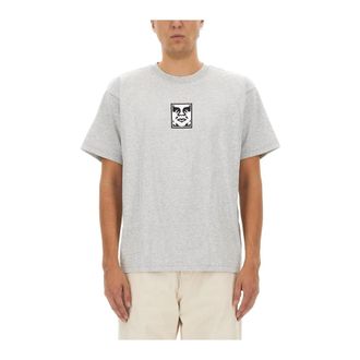 Obey Iconic Graphic Print Crew Neck T-Shirt - - Tops - Herren - Grau - M