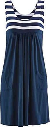 Generic Débardeur DÉté Décontracté pour Femmes sans Manches Longueur Genou Mini Gilet Plissé Robes Robe Lin Blanc Robe De Chambre Femme Ete Coton