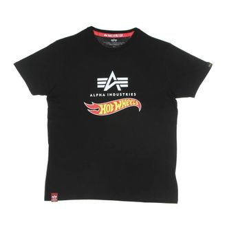 Alpha Industries Homme, Tops, Noir, Taille: S Hot Wheels Flag Tee - T-shirt Homme