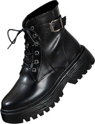 Generic Bottines &agrave; talon &eacute;pais pour femme avec lacets et boucle &agrave; talon bas - Imperm&eacute;ables et antid&eacute;rapantes - Confortables - Bottes de randonn&eacute;e d&eacute;contract&eacute;e