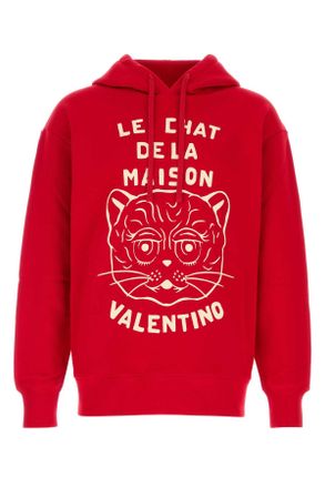 Valentino Garavani Rotes Baumwoll-Sweatshirt