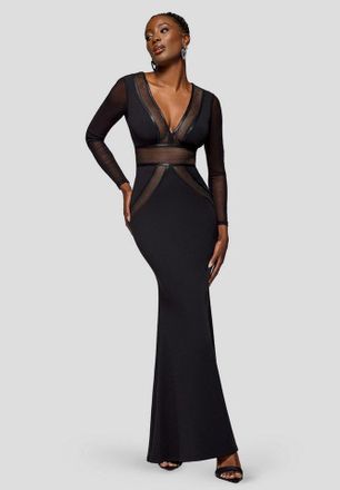 Goddiva Maxikleid Front Crossover Lurex Split Maxi Dress Langes Kleid, tiefer Ausschnitt, Meerjungfrau
