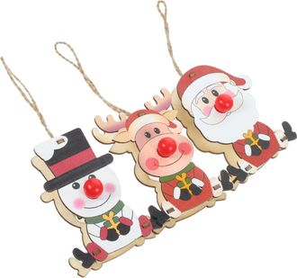 Cabilock 3st&uuml;cke Holz Weihnachts Anh&auml;nger H&auml;ngende Dekoration Weihnachtsbaum Dekoration Leuchtende Anh&auml;nger F&uuml;r Weihnachts Feiern Winter Party Zuhause Hotel Ei