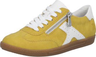 Rieker Sneaker RIEKER, Damen, Gr. 37, senf, wei&szlig;, Lederimitat, Nubuklederimitat, unifarben mit Farbeinsatz, Schuhe Sneaker, Halbschuh, Freizeitschuh, Schn&uuml;rs
