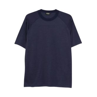 Ermenegildo Zegna T-Shirt mit Rundhalsausschnitt und kurzen &Auml;rmeln - - Tops - Herren - Blau - 4XL