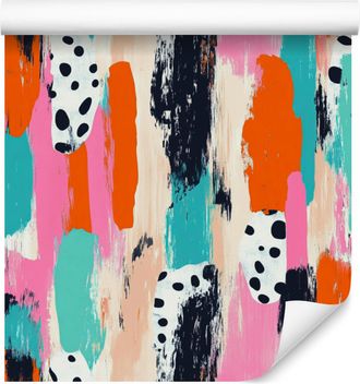 OEM Carta Da Parati Con Pennellate Color Pesca E Rosa Cipria 50x1000 Cm