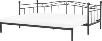 Beliani Ausziehbares Elegantes Metallbett 80/173 x 200 cm schwarz Tulle