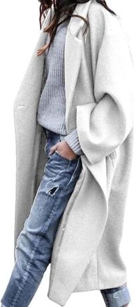 Onsoyours Damen Trench Jacke Trenchcoat Warme Mantel Wintermantel Winter Jacken A Weiß L