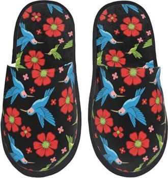 Generic Unisex Pantoufles Fleurs Colibri Chaussures de Maison &eacute;l&eacute;gant Chaussons dint&eacute;rieur pour Int&eacute;rieur Hiver Maison M