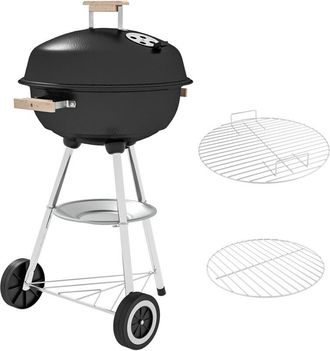 OUTSUNNY Barbecue &agrave; charbon - BBQ - Outsunny - rond avec couvercle, roues et contr&ocirc;le temp&eacute;rature - 48 x 56 x 94 cm - noir