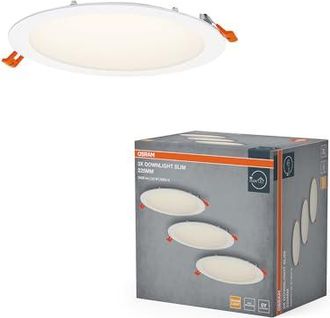 Osram Essential LED Einbaustrahler Slim 225mm 22W Wei&szlig;, 3er Set Downlight 2000lm warmwei&szlig; 3000K, Deckenspot IP20